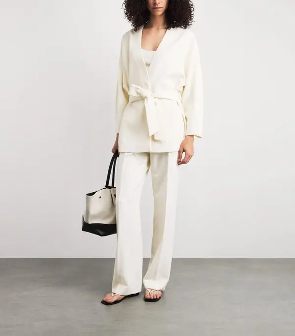 NOMADISSEM Wool-silk-linen Blend Trousers