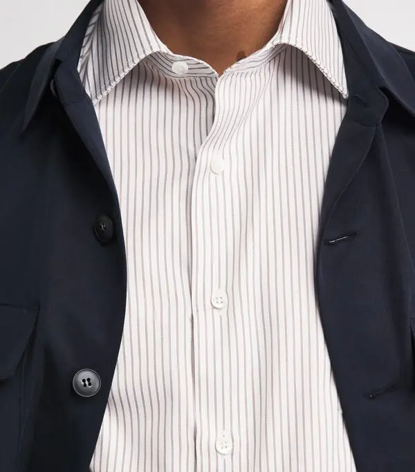 Canali Cotton Stripe Shirt - Brown
