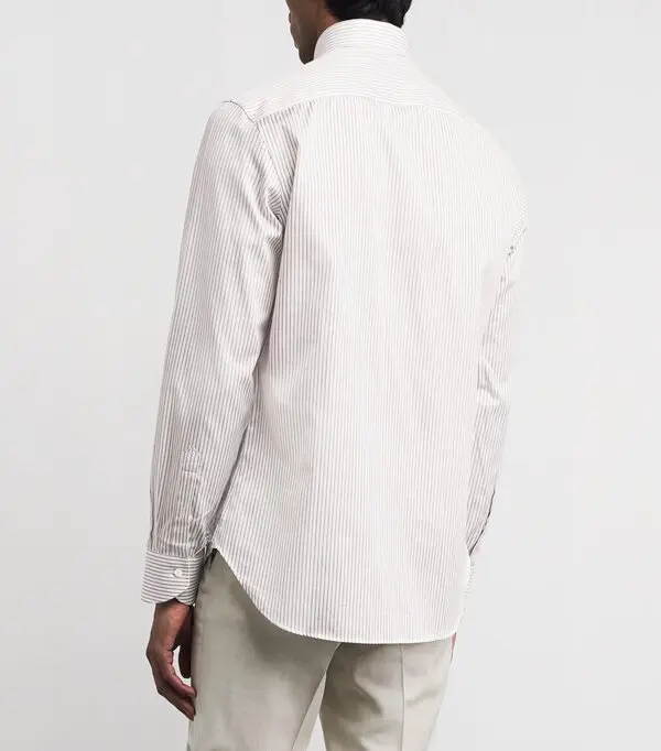 Canali Cotton Stripe Shirt - Brown