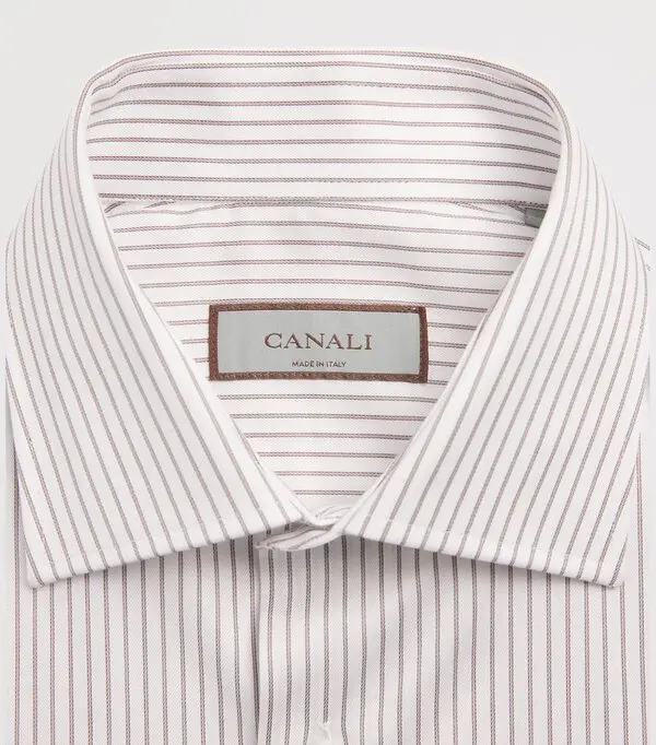 Canali Cotton Stripe Shirt - Brown