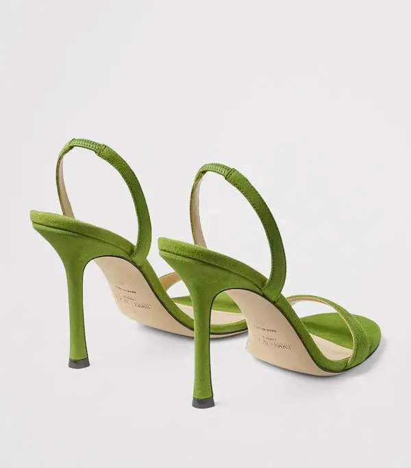JIMMY CHOO Jenn 100 Suede Heeled Sandals - Green