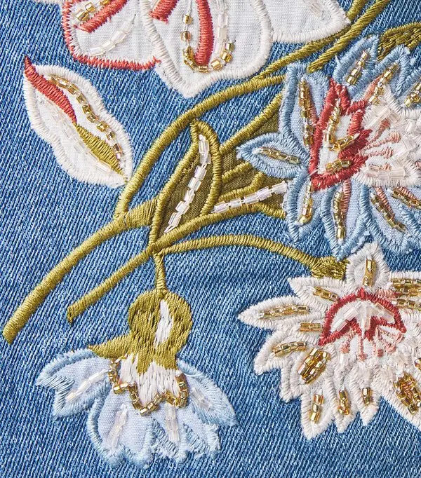Veronica Beard Denim Embroidered Mini Skirt