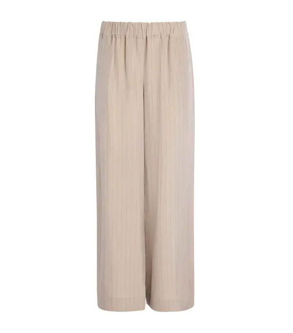 LIBEROWE Pinstripe Palazzo Trousers - Beige