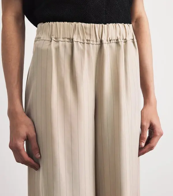 LIBEROWE Pinstripe Palazzo Trousers - Beige