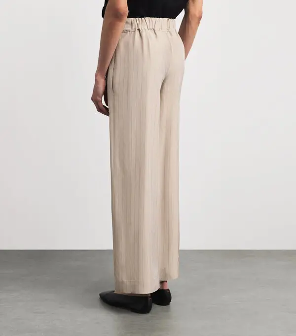 LIBEROWE Pinstripe Palazzo Trousers - Beige