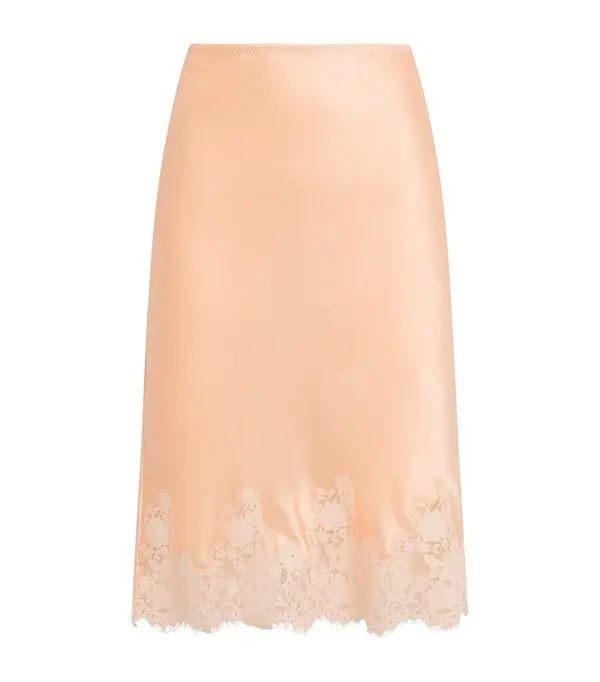 DÔEN Silk-lace Elowette Midi Skirt - Pink