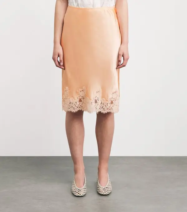 DÔEN Silk-lace Elowette Midi Skirt - Pink