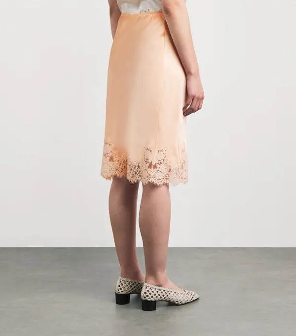 DÔEN Silk-lace Elowette Midi Skirt - Pink