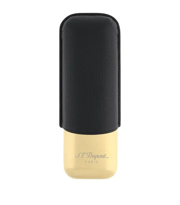 S.t. Dupont Calf Leather 2-cigar Case - Black