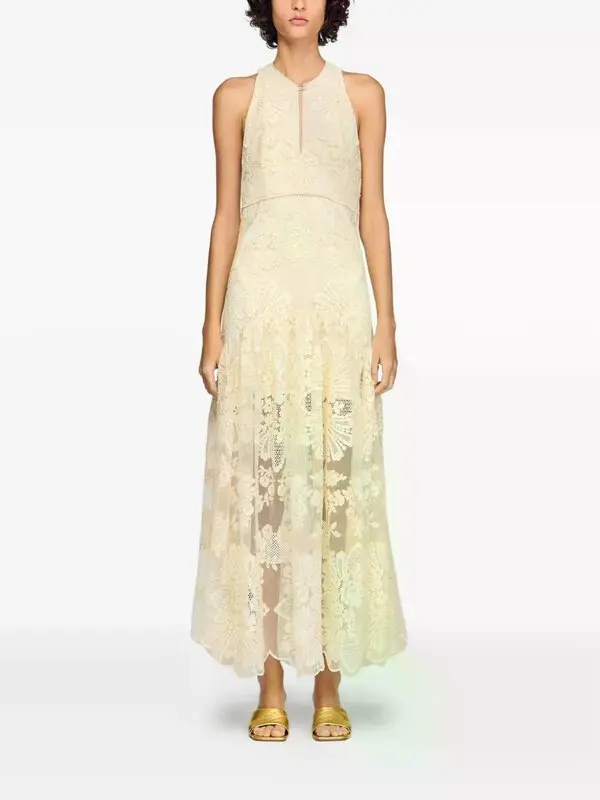 Sandro Floral Guipure Lace Halterneck Dress