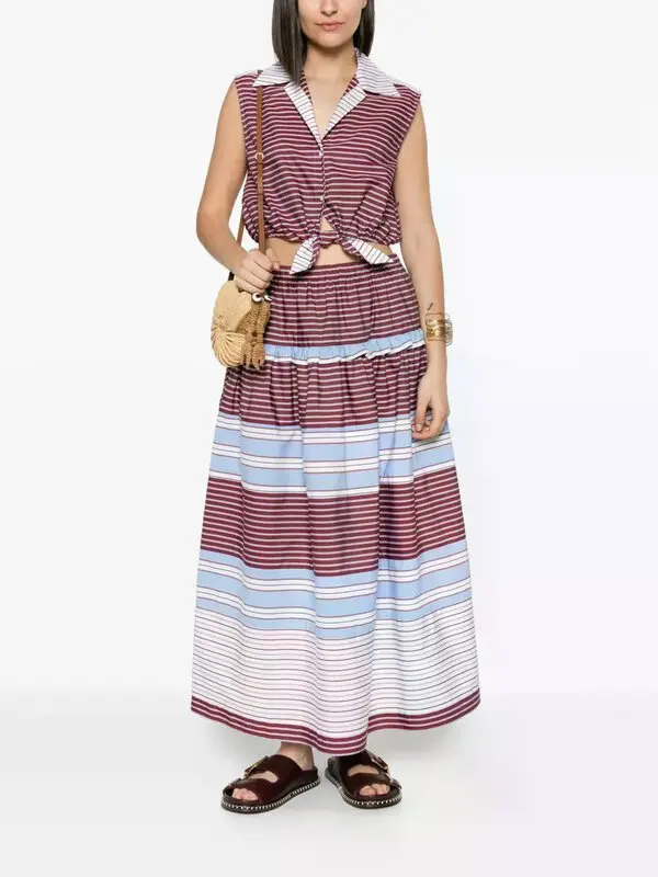 Sandro Striped A-line Maxi Skirt