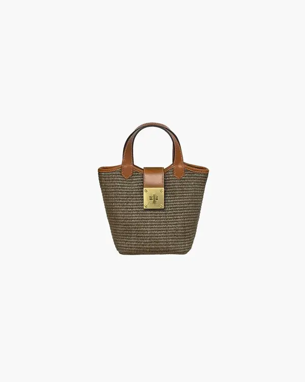Eric Javits Mini Myka Raffia Bucket Bag - Caper
