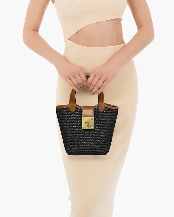 Eric Javits Mini Myka Raffia Bucket Bag - Caper