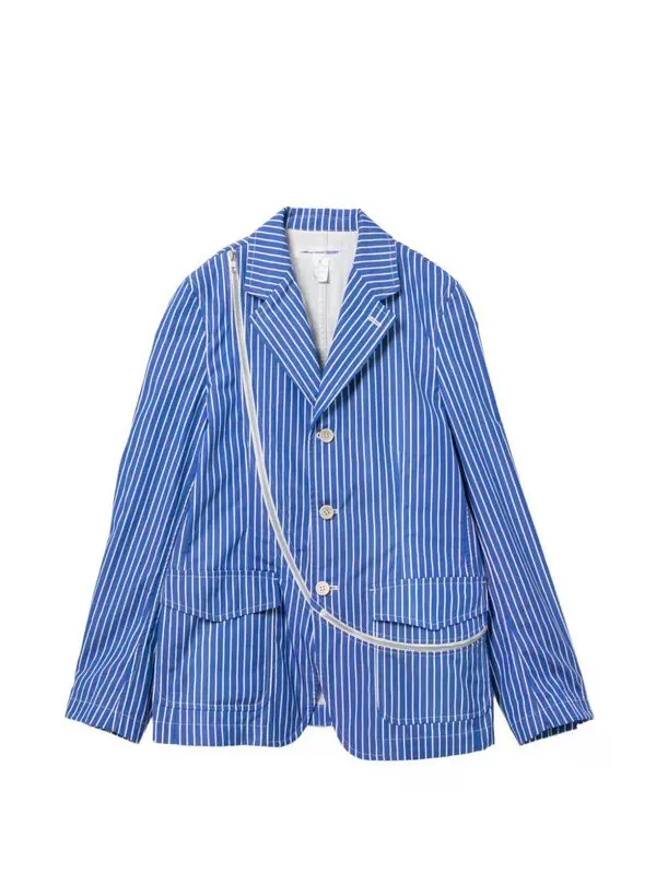 Comme Des Garçons Stripe-pattern Zip-detail Suit Jacket