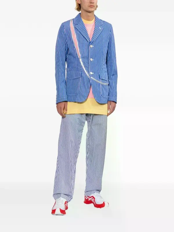 Comme Des Garçons Stripe-pattern Zip-detail Suit Jacket