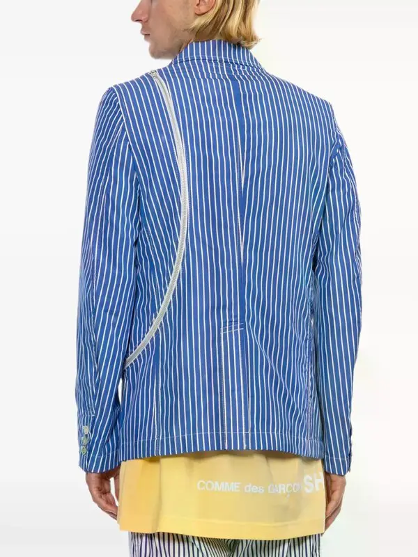 Comme Des Garçons Stripe-pattern Zip-detail Suit Jacket