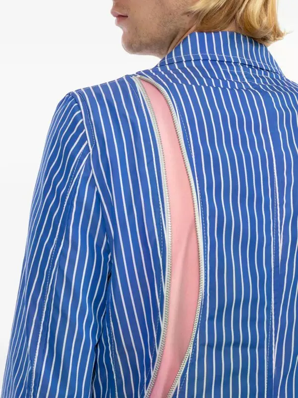 Comme Des Garçons Stripe-pattern Zip-detail Suit Jacket