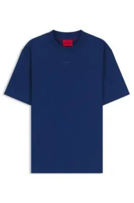 Hugo Relaxed-fit Cotton-jersey T-shirt With Logo Print - Light Blue