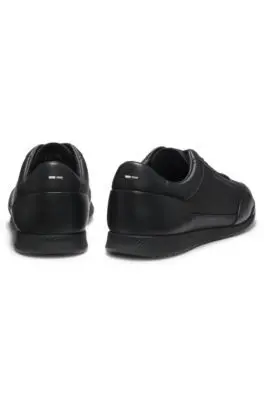 BOSS Leather Low Top Sneakers With Logo - Black