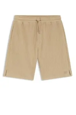 Hugo Stretch-cotton Shorts With Creased Effect - Beige