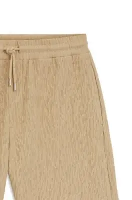Hugo Stretch-cotton Shorts With Creased Effect - Beige