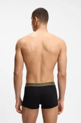 BOSS Five-pack Of Stretch-cotton Trunks With Logo Waistbands - Black