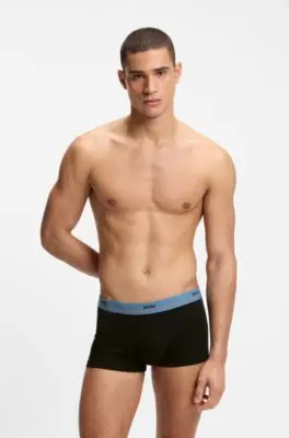 BOSS Five-pack Of Stretch-cotton Trunks With Logo Waistbands - Black