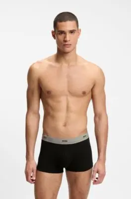 BOSS Five-pack Of Stretch-cotton Trunks With Logo Waistbands - Black