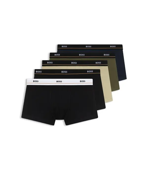 BOSS Five-pack Of Stretch-cotton Trunks With Logo Waistbands - Patterned