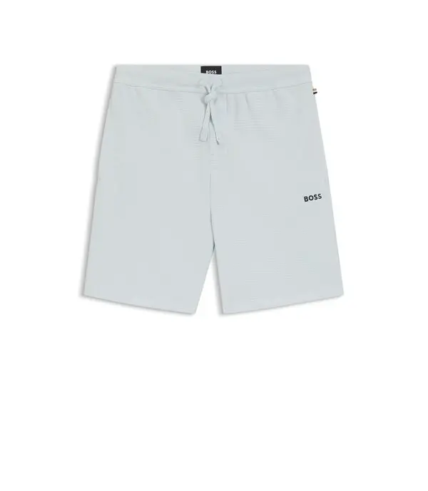 BOSS Cotton-blend Pajama Shorts With Embroidered Logo - Light Blue