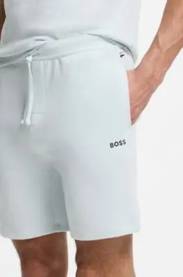 BOSS Cotton-blend Pajama Shorts With Embroidered Logo - Light Blue