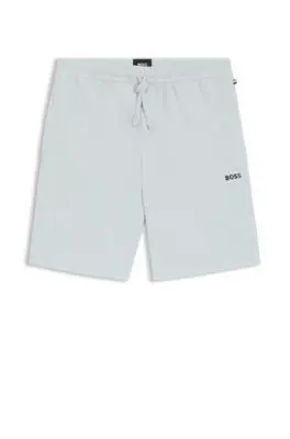 BOSS Cotton-blend Pajama Shorts With Embroidered Logo - Light Blue