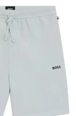 BOSS Cotton-blend Pajama Shorts With Embroidered Logo - Light Blue