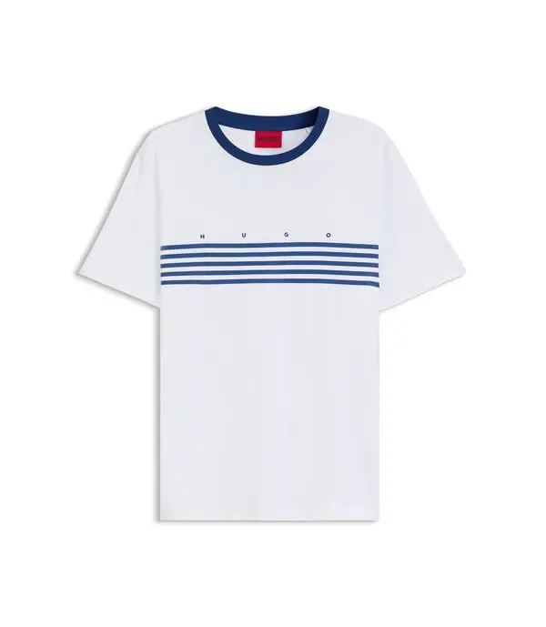 Hugo Cotton T-shirt With Printed Stripes - White