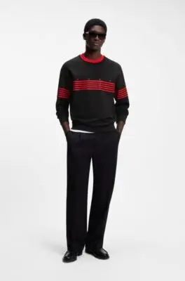 Hugo Cotton Terry Sweatshirt With Sporty Stripes