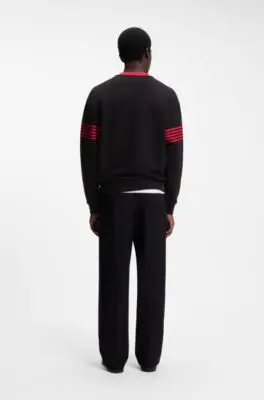 Hugo Cotton Terry Sweatshirt With Sporty Stripes