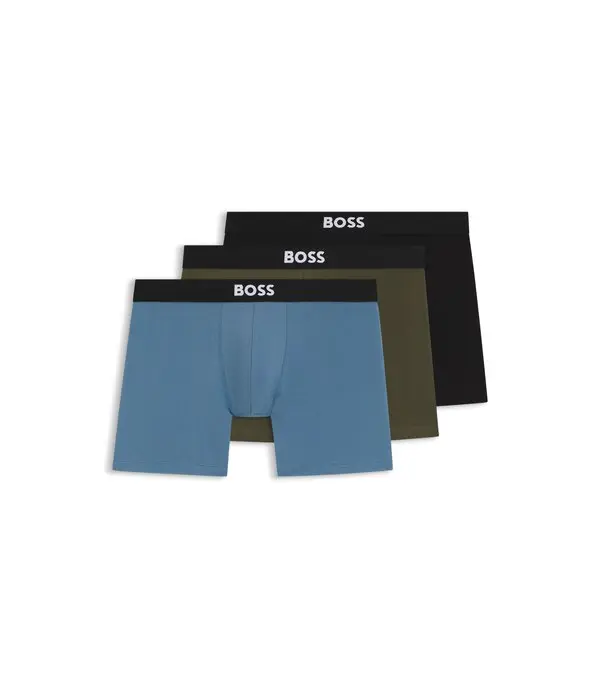 BOSS Three-pack Of Boxer Briefs In Stretch Cotton - Light Green