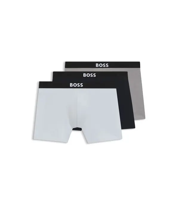 BOSS Three-pack Of Boxer Briefs In Stretch Cotton - Light Blue