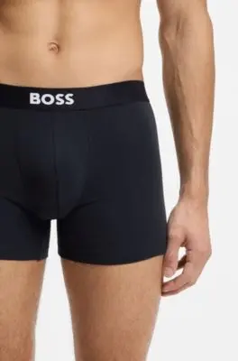 BOSS Three-pack Of Boxer Briefs In Stretch Cotton - Light Blue