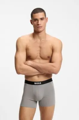 BOSS Three-pack Of Boxer Briefs In Stretch Cotton - Light Blue