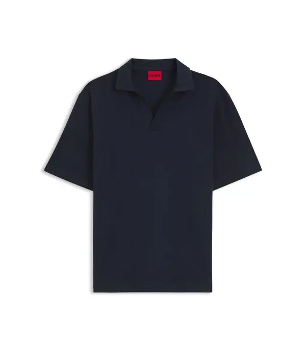 Hugo Relaxed-fit Polo In Breathable Cotton - Dark Blue