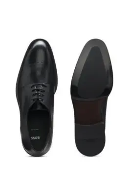 BOSS Italian-made Leather Derby Shoes - Black