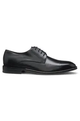 BOSS Italian-made Leather Derby Shoes - Black