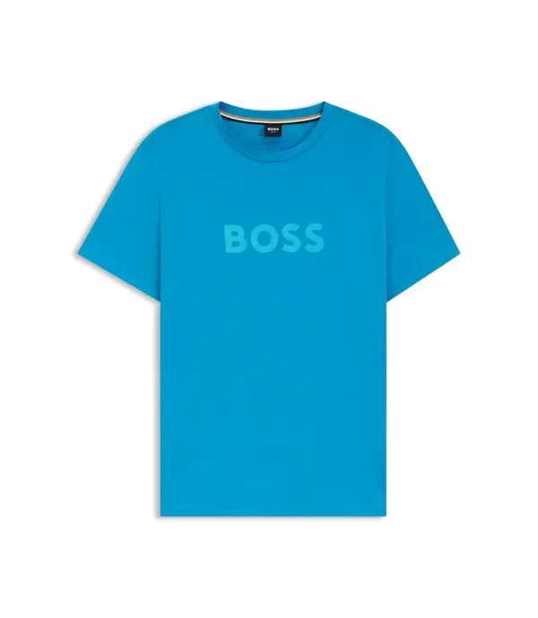 BOSS Cotton-jersey T-shirt With Logo Print - Turquoise