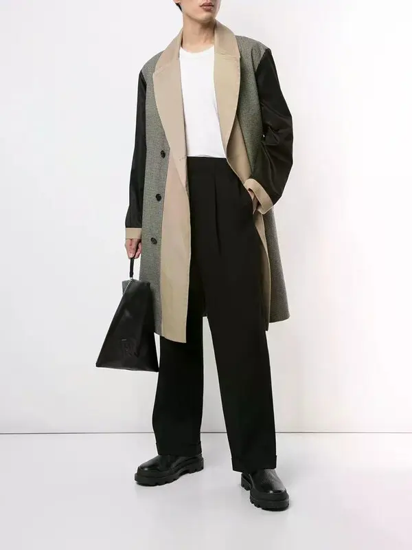 PORTS V Houndstooth Panelled Trench Coat