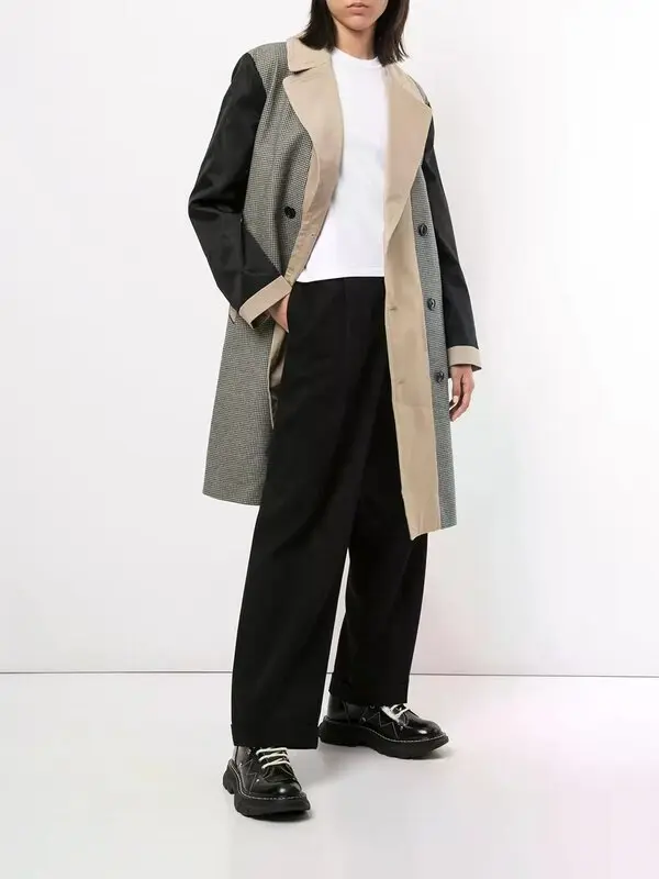 PORTS V Houndstooth Panelled Trench Coat