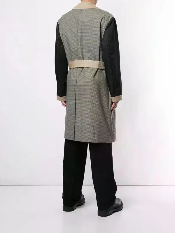 PORTS V Houndstooth Panelled Trench Coat
