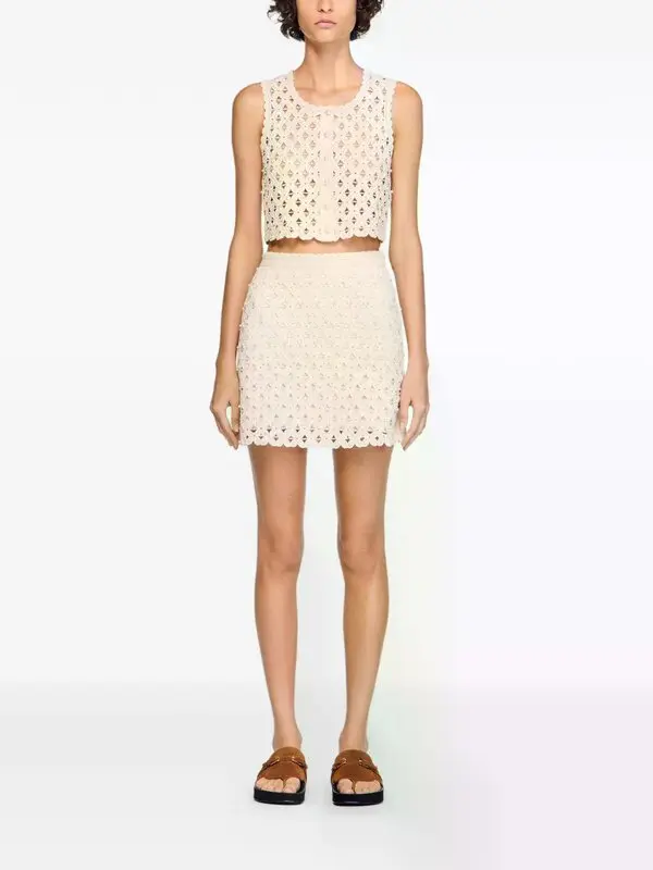Sandro Ribbed Knit Tank Top With Contrast Trim - Neutrals
