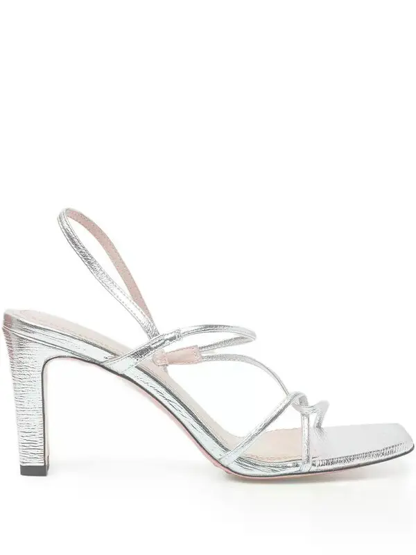 Sandro Block-heel Leather Sandals - Silver