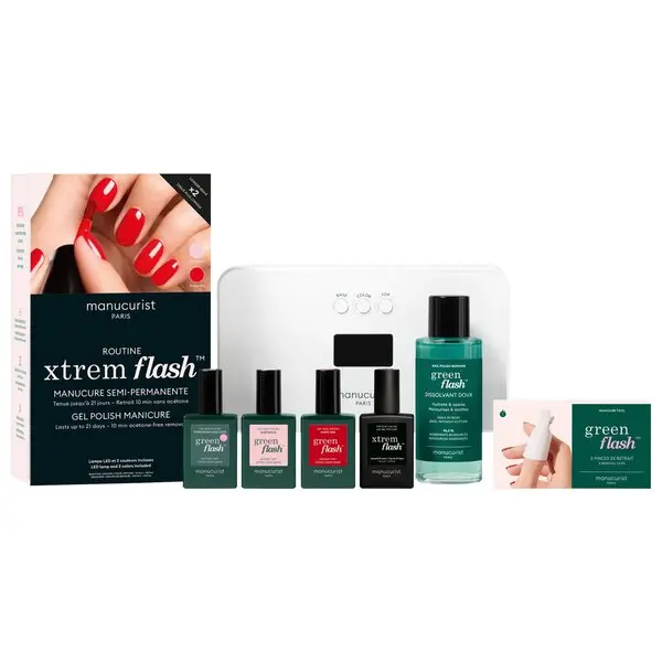MANUCURIST Xtrem Flash Gel Nail Polish Routine Set - Hortencia & Poppy Red
